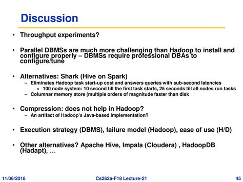 Eecs 262a Advanced Topics In Computer Systems Lecture 21 Comparison Of