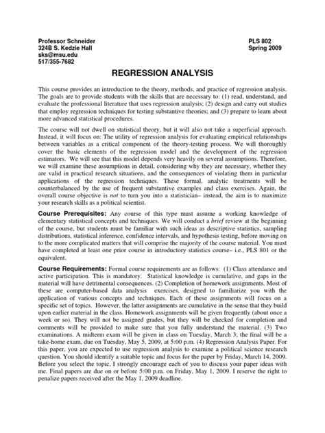 Introduction To Regression Analysis Pdf Statistics Regression Analysis