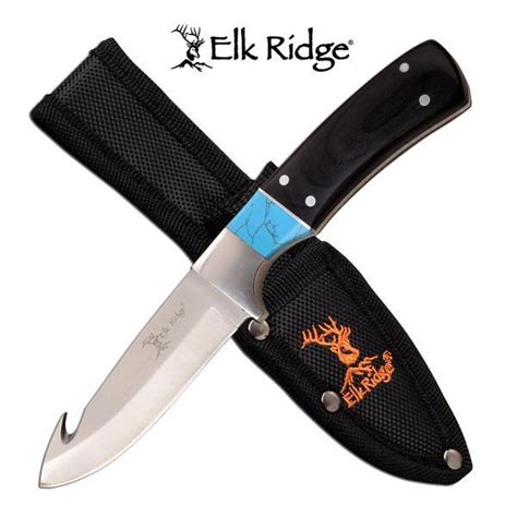 Elk Ridge Black Fixed Blade Knife W Nylon Sheath Er 200 08bl Club