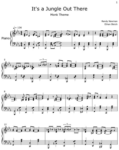 Its A Jungle Out There Sheet Music For Piano