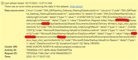 Solved Gateway Refresh Error Sharepoint Request Failed Microsoft Fabric Community