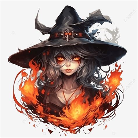 Scary Witch Girl With Stitched Mouth And Fireball On Halloween Concept Illustration Halloween