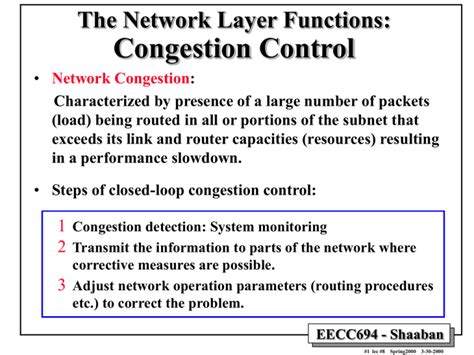 congestion control the network layer functions