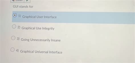 GUI Stands For 1 Graphical User Interface 2 StudyX