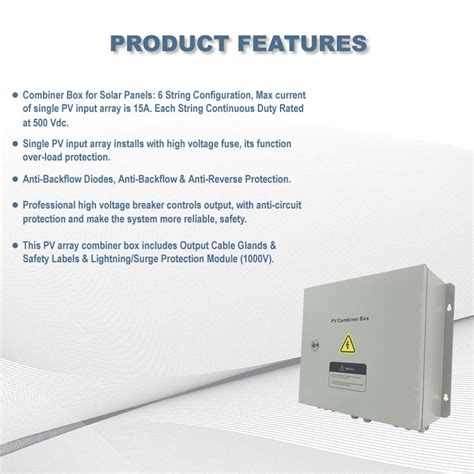 Ip65 Waterproof 6 In 1 Out Photovoltaic Combiner Box 6 Strings Of Solar