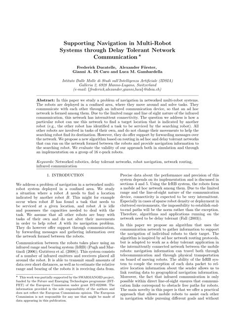 Pdf Supporting Navigation In Multi Robot Systems Through Delay