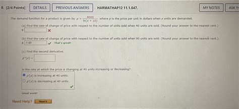 Solved The Demand Function For A Product Is Given By Chegg Com
