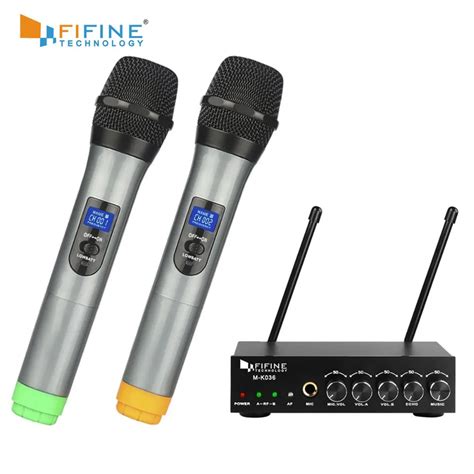 Fifine UHF Dual Channel Wireless Handheld Microphone Easy To Use Karaoke Wireless Microphone