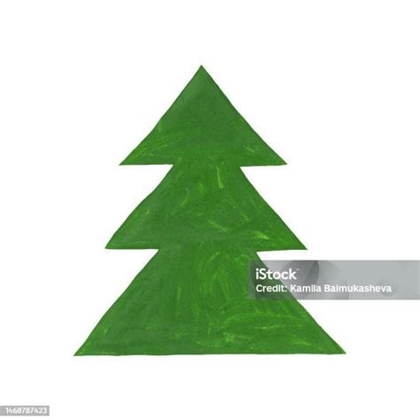 흰색 배경에 격리된 크리스마스 트리가 있는 손으로 그린 인사말 카드 템플릿입니다 녹색 삼각형으로 만든 기하학적 스타일의 작은 녹색 나무 크리스마스에 대한 스톡 벡터 아트 및