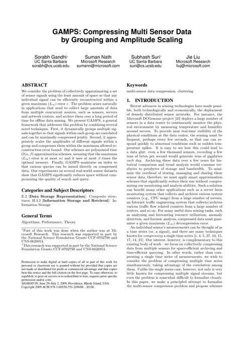 pdf gamps compressing multi sensor data by grouping and amplitude scaling