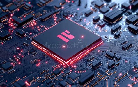 In This Illustration We See A Futuristic Glowing Cpu Quantum Computer Processor It Is 3d In