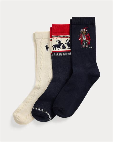 Polo Bear Crew Sock 3 Pack