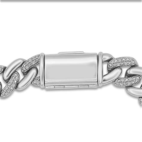 Semi Solid Diamond Cuban Link Bracelet 12 Ct Tw Round Sterling Silver