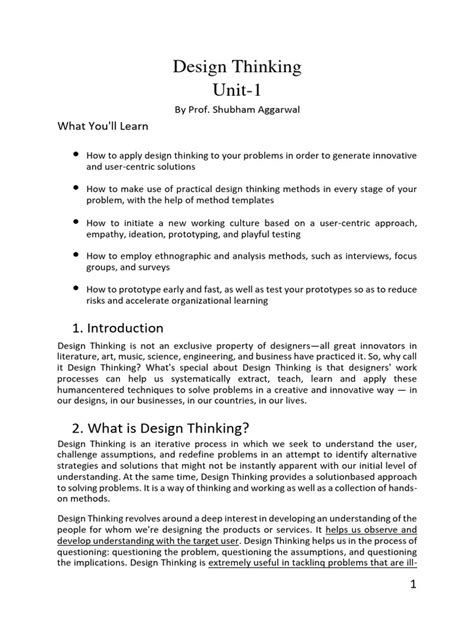 Dt Unit 1 Notes Pdf Design Thinking Innovation Dt Unit 1 Notes Pdf Design Thinking Innovation