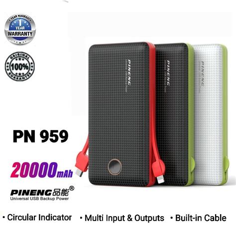 Original Pineng Pn Powerbank Mah Built In Cable Lithium Polymer Power Bank