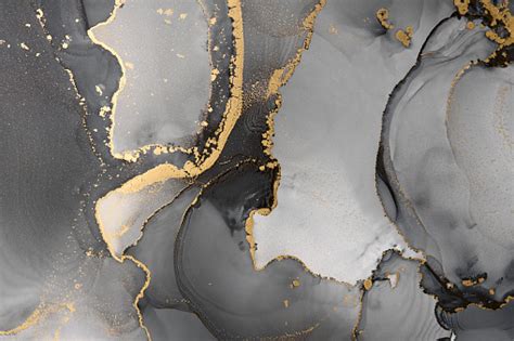 고급 추상 유체 예술 그림 배경 알코올 잉크 기술 회색과 금 0명에 대한 스톡 사진 및 기타 이미지 0명 고대의 모던 양식 Istock