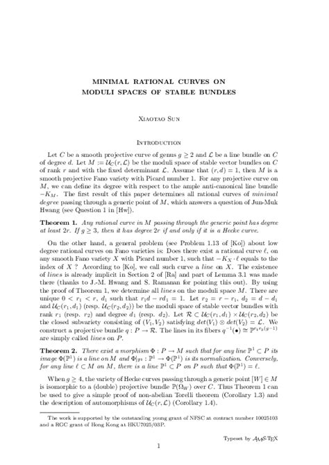 Pdf Minimal Curves On Moduli Spaces Of Bundles