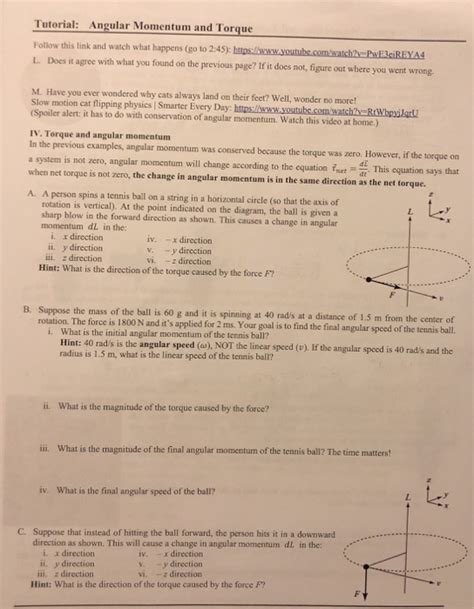 Solved Tutorial Angular Momentum And Torque Follow This