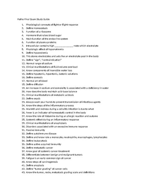 Patho Final Exam Patho Final Exam Study Guide Physiological Concepts Of Fight Or Flight