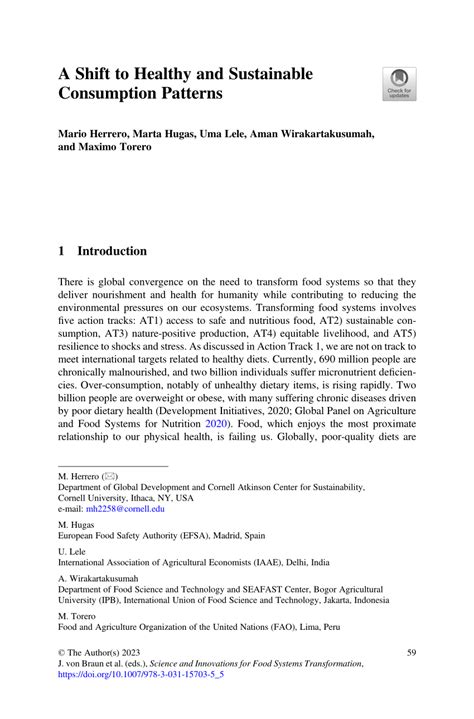 Pdf A Shift To Healthy And Sustainable Consumption Patterns
