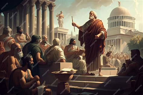 Premium Ai Image The Philosopher Socrates Preaching His Philosophy In