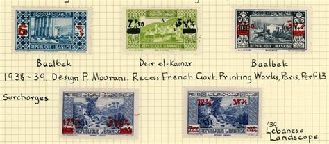 1938 39 Lebanon Surcharged Pictorials Set Balkanphila