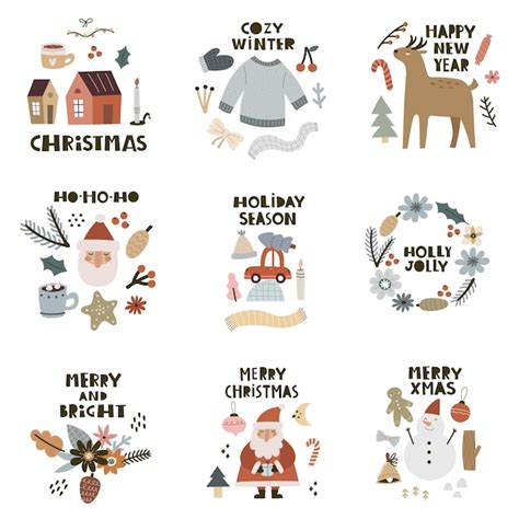 메리 크리스마스 일러스트 프리미엄 벡터