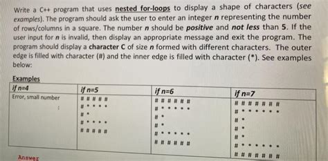 Solved Write A C Program That Uses Nested For Loops To