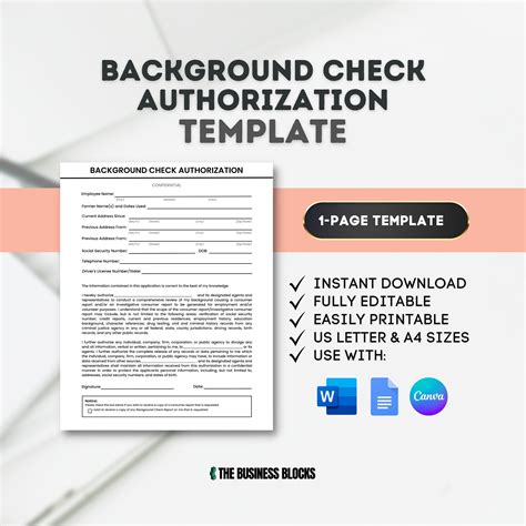 Employee Background Check Form Background Consent Reference Check Background Check Authorization
