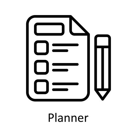 Planner Vector Outline Icon Design Illustration Time Management Symbol On White Background Eps