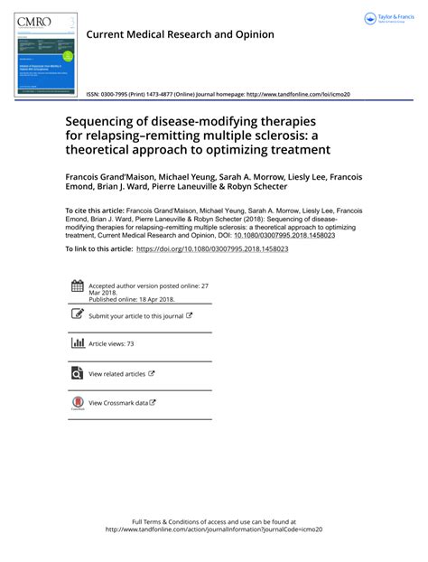 Pdf Sequencing Of Disease Modifying Therapies For Relapsing Remitting Multiple Sclerosis A