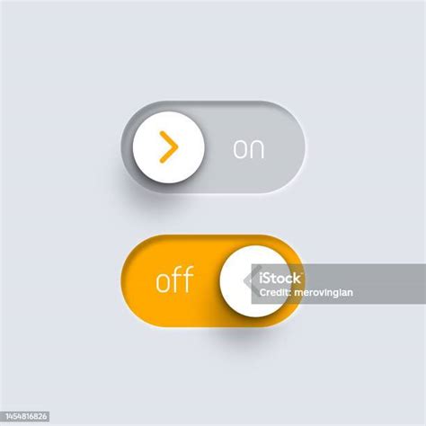 모바일 앱용 전원 버튼입니다 모던 한 트렌디 한 노이형성 사용자 인터페이스 스타일 누름 버튼에 대한 스톡 벡터 아트 및 기타 이미지 누름 버튼 켰다 끄기 스위치