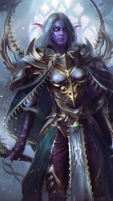 Download Wallpaper Girl Sword Armor World Of Warcraft Night Elf