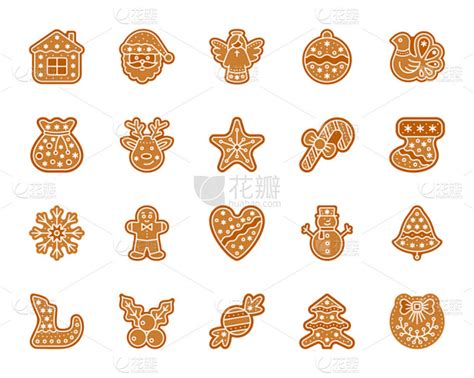 彩色图片极简构图公寓图标集姜饼蛋糕榭寄生甜食鸟类品牌名称