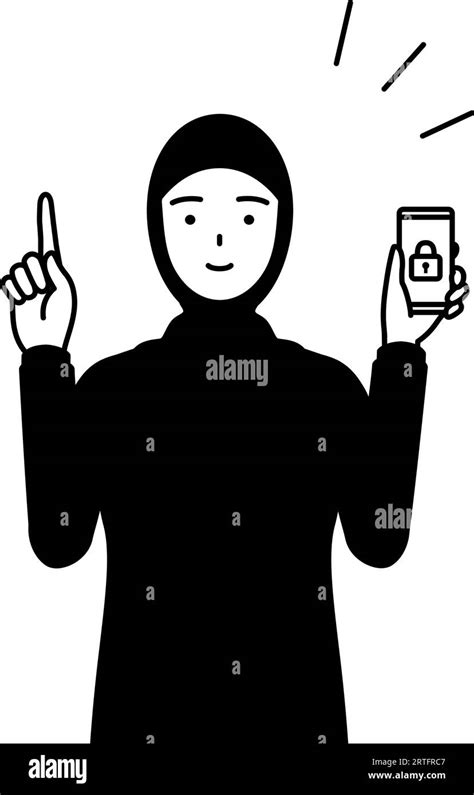 Muslim Woman Taking Security Measures For Her Phone Vector