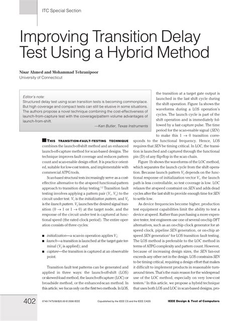 Pdf Improving Transition Delay Test Using A Hybrid Method