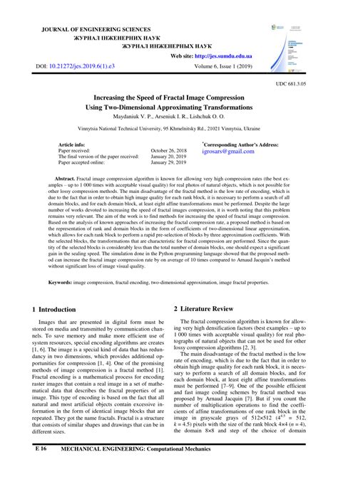 Pdf Increasing The Speed Of Fractal Image Compression Using Two Dimensional Approximating