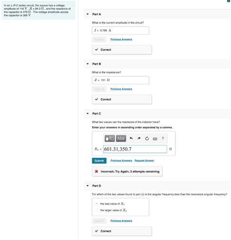 solved in an l r c series circuit the source has a voltage