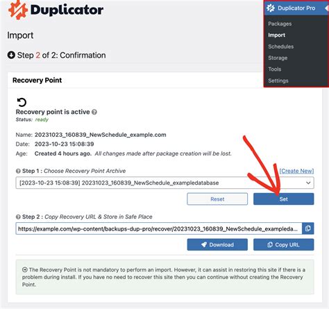 Creating Database Only Backup Duplicator