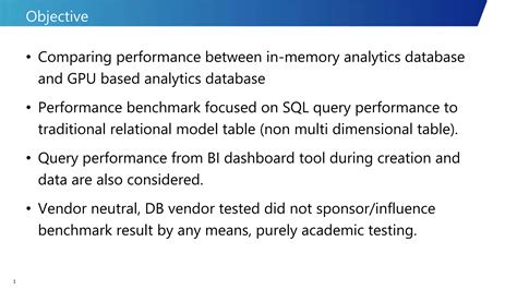 Analytics Db Benchmark Pptx Databases Computer Software And Applications