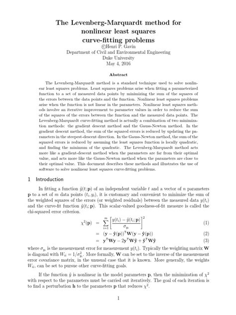 An Introduction To Nonlinear Least Squares Curve Fitting Using The