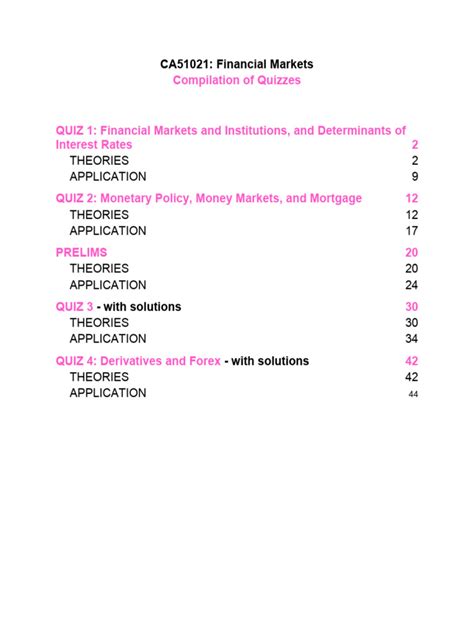 Q1 Q4 Prelim Exam Ca51021 Financial Markets Updated V2 Pdf Financial Markets Bonds