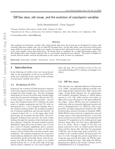 Pdf Swsex Stars Old Novae And The Evolution Of Cataclysmic Variables