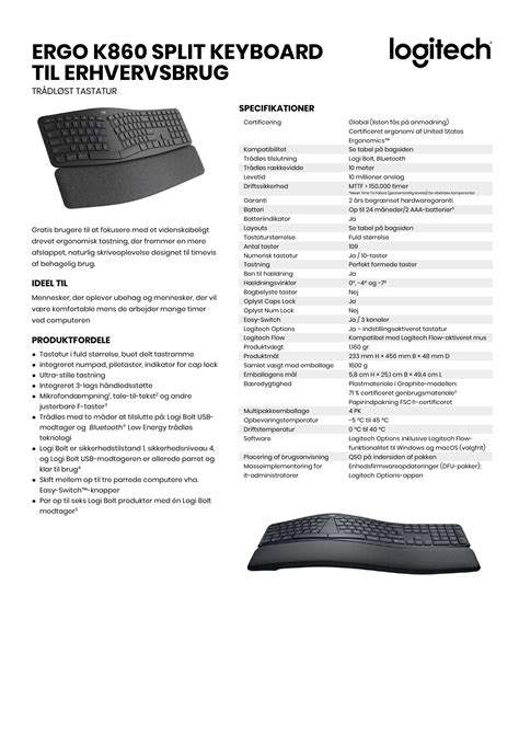 Logitech Ergo K Ergonomic Split Keyboard User Manual