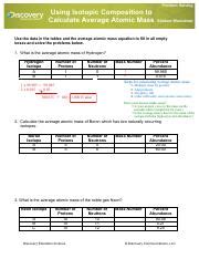Avg Atomic Mass Practice Pdf Problem Solving Using Isotopic