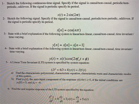 Solved 1 Sketch The Following Continuous Time Signal