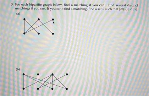 Solved 3 For Each Bipartite Graph Below Find A Matching If