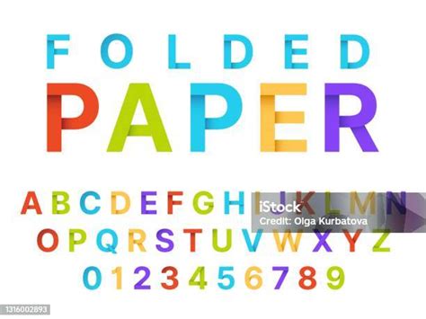 종이 접이식 알파벳 종이 접기 스타일 색상 영어 글꼴 공예 문자와 숫자 장식 현대 타이포그래피 페이퍼 크래프트 기호 크리에이티브