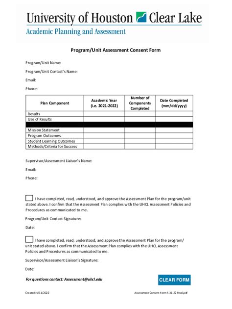 Fillable Online Program Unit Assessment Consent Form Fax Email Print PdfFiller