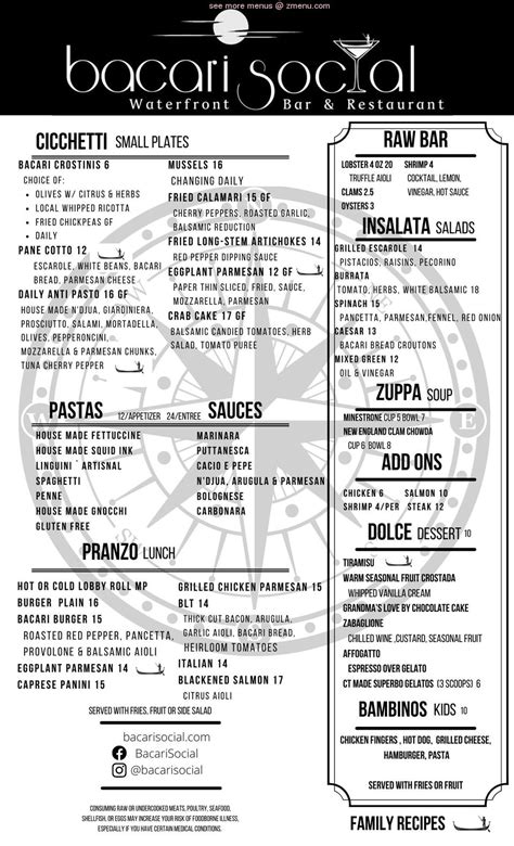 Online Menu Of Bacari Social Restaurant Westbrook Connecticut 06498